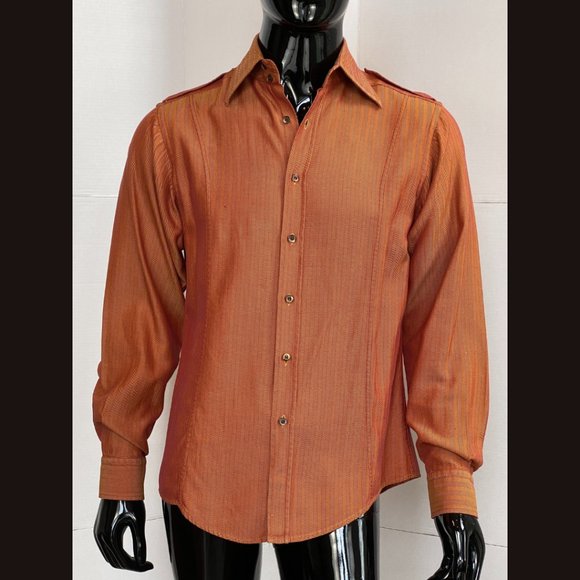 Gucci | Shirts | Gucci Gorgeous Orange Copper Herringbone Shirt Size 6 ...